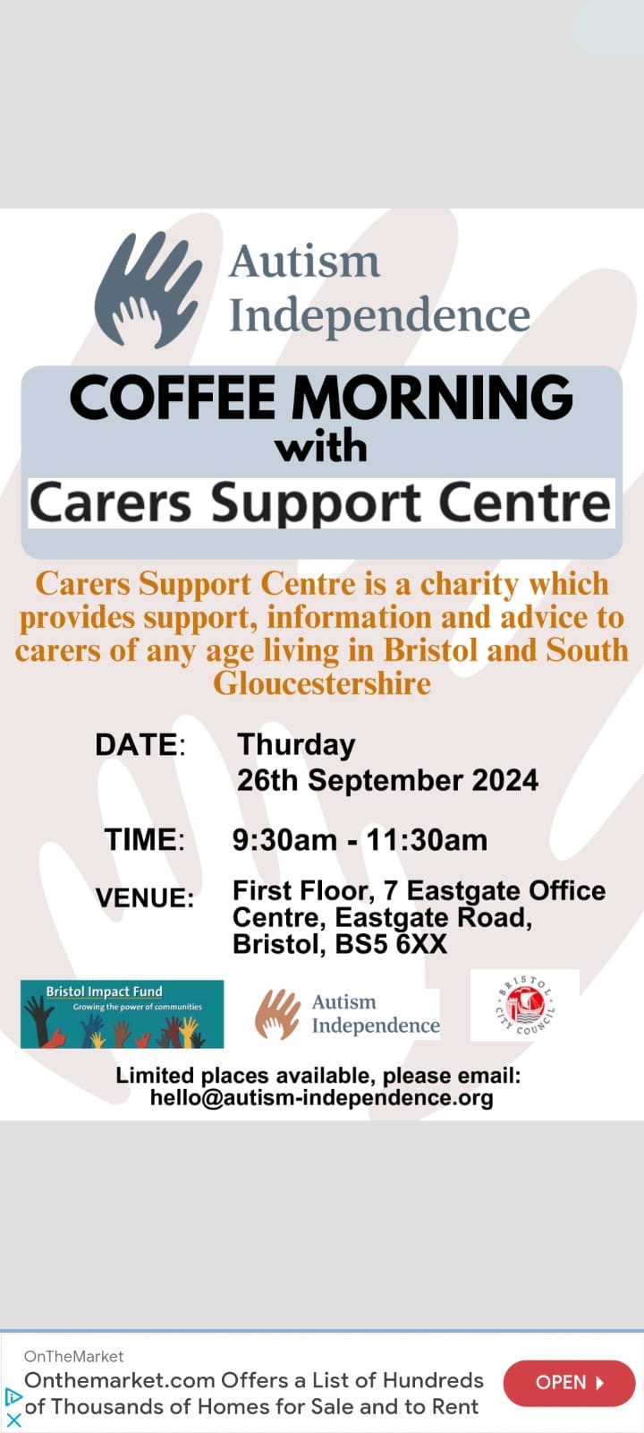 Coffee Morning with Carers Support Centre - Autism Independence
